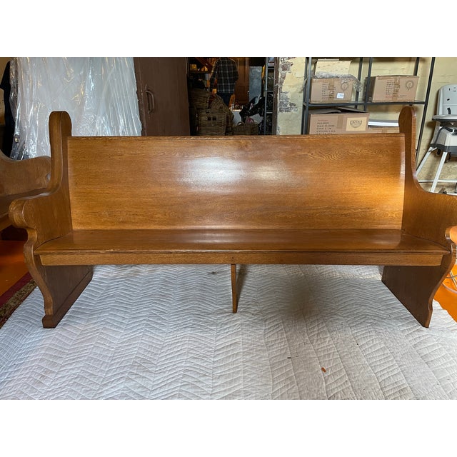 1800s Antique Oak Pew Bench | Chairish