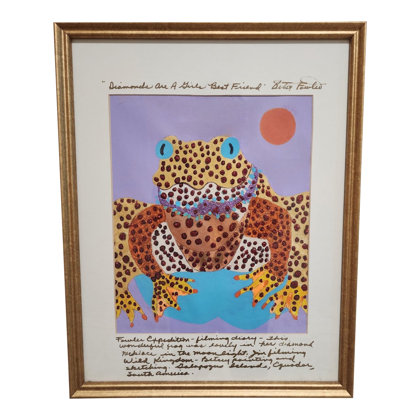 Whimsical Glitter Frog Painting - Betsey Fowler Original "Diamonds ...