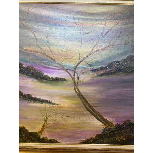 Vintage Surrealist Tree and Landscape Oil Painting Signed by Raua 1983 ...