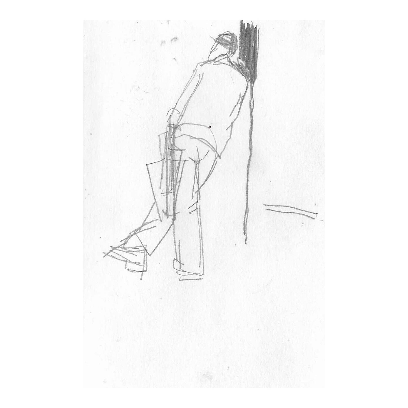 1960s Leaning Figure on Subway Platform | Chairish