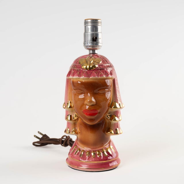 Vintage Pink and Gold Ceramic Goddess Lamp Bases - a Pair | Chairish