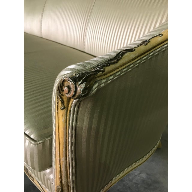 Early 20th Century Vintage Louis XV Style Sofa Cabriole Leg Polychrome ...