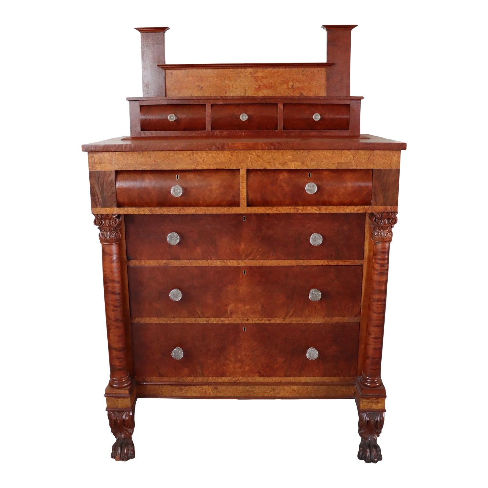 Empire Mahogany & Birds Eye Maple Chest of Drawers | Chairish