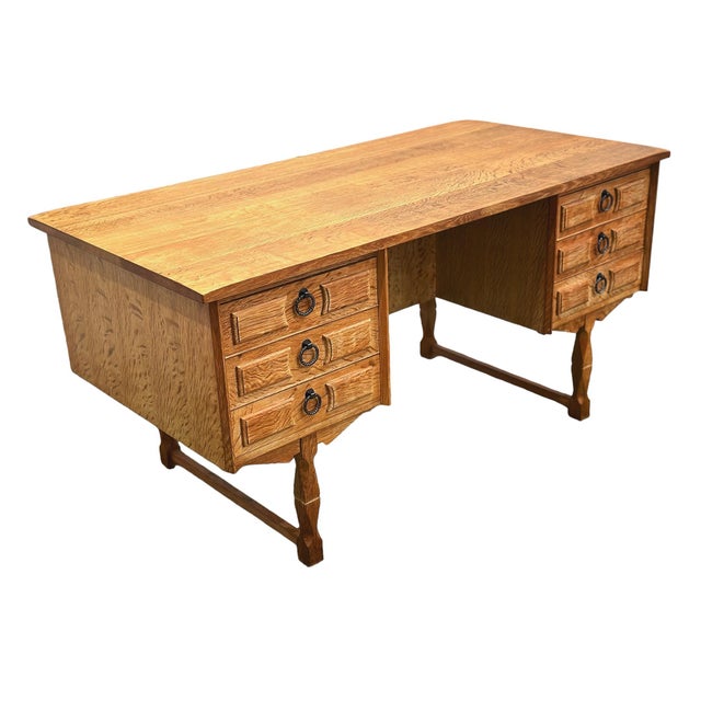 1970s Vintage Danish Modern White Oak Desk - Henning Kjaernulf ...