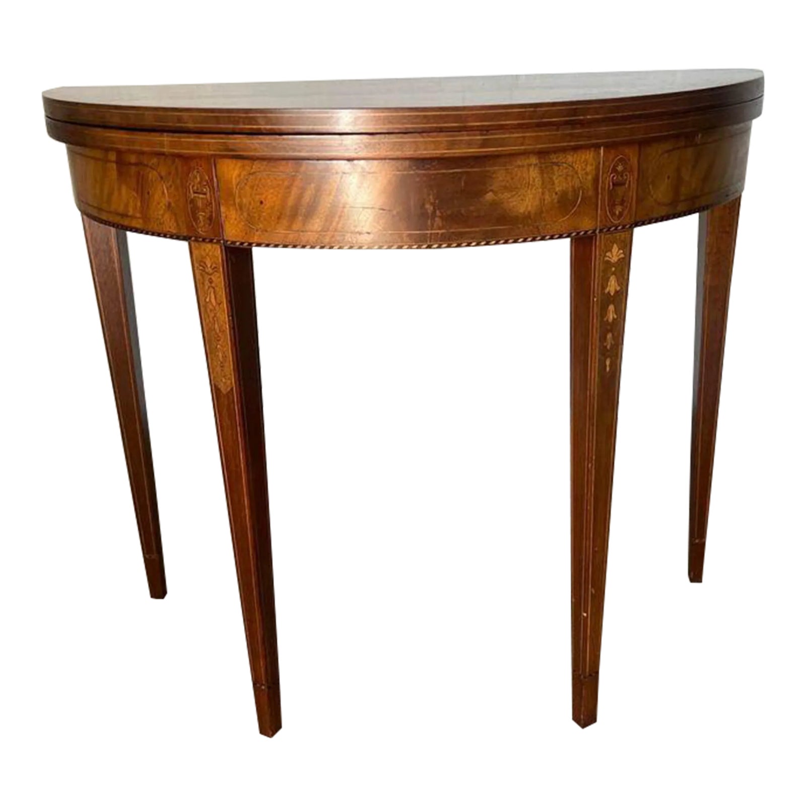 19th Century Antique Federal Style Mahogany Inlaid Console or Demi Lune ...