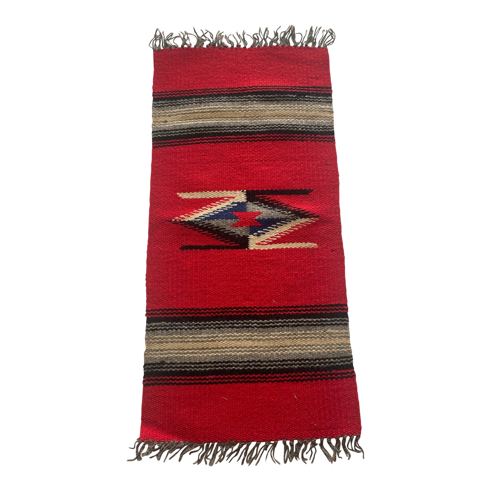 Vintage Chimayo Wool Geometric Designed Textile Art | Chairish