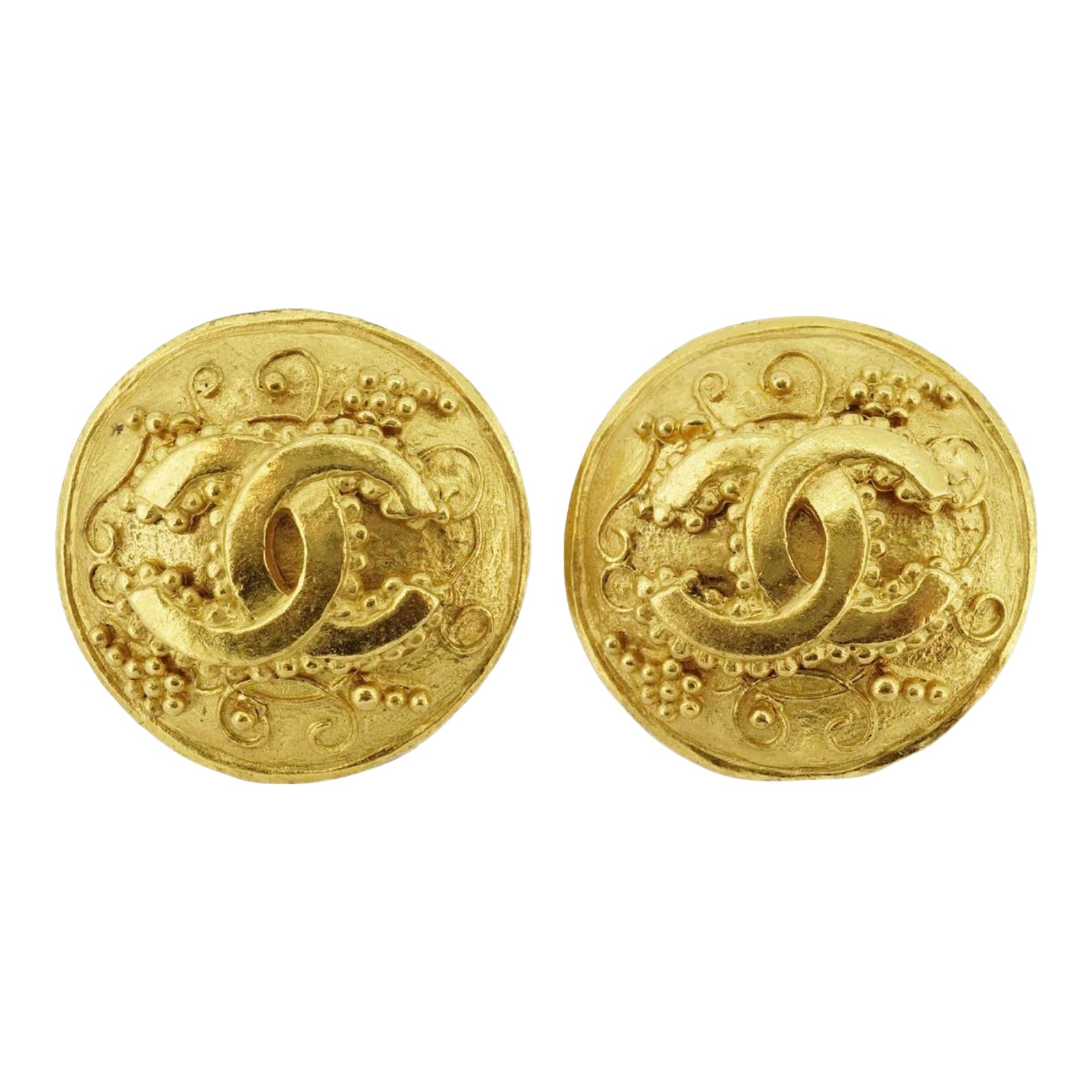Chanel Earrings Here Mark Circle Gp Plated Gold 94A Ladies - 2 Pieces ...