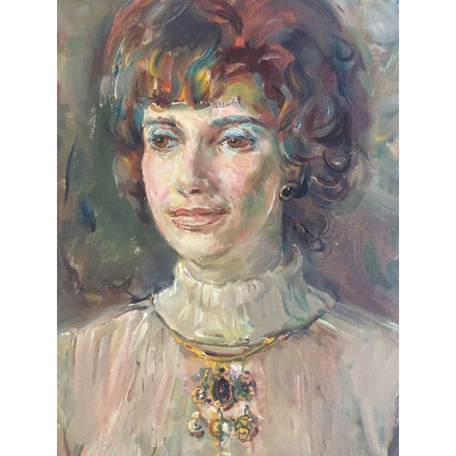 1970's Vintage Female Portrait Painting | Chairish