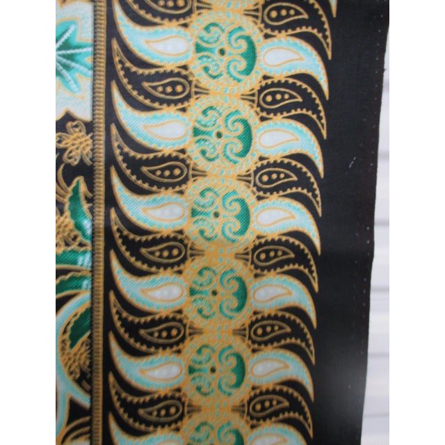 African Waxed Fabric Golden Java Prints in Aqua, Gold and Black | Chairish