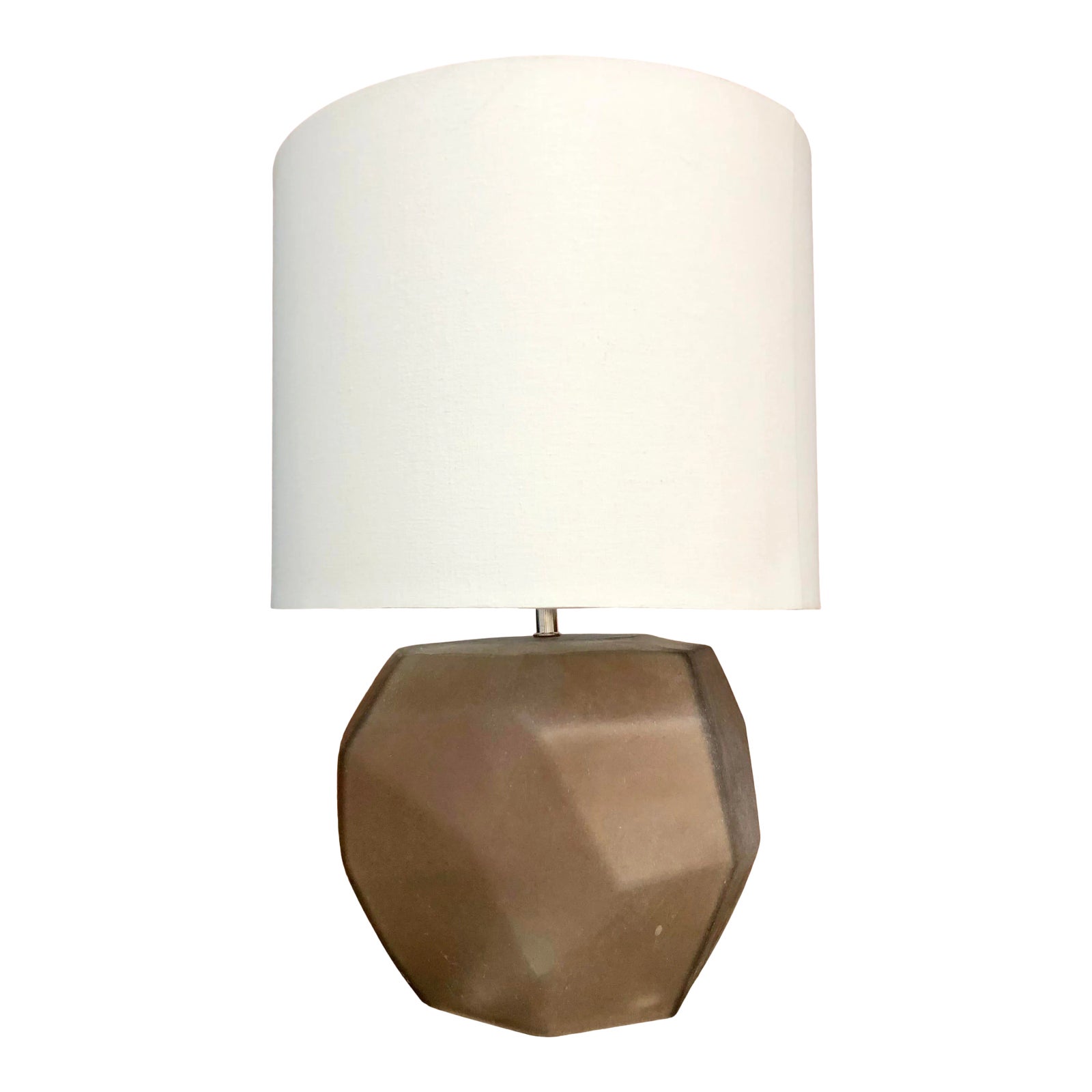 Contemporary Guaxs Cubistic Round Smoke Grey Table Lamp | Chairish