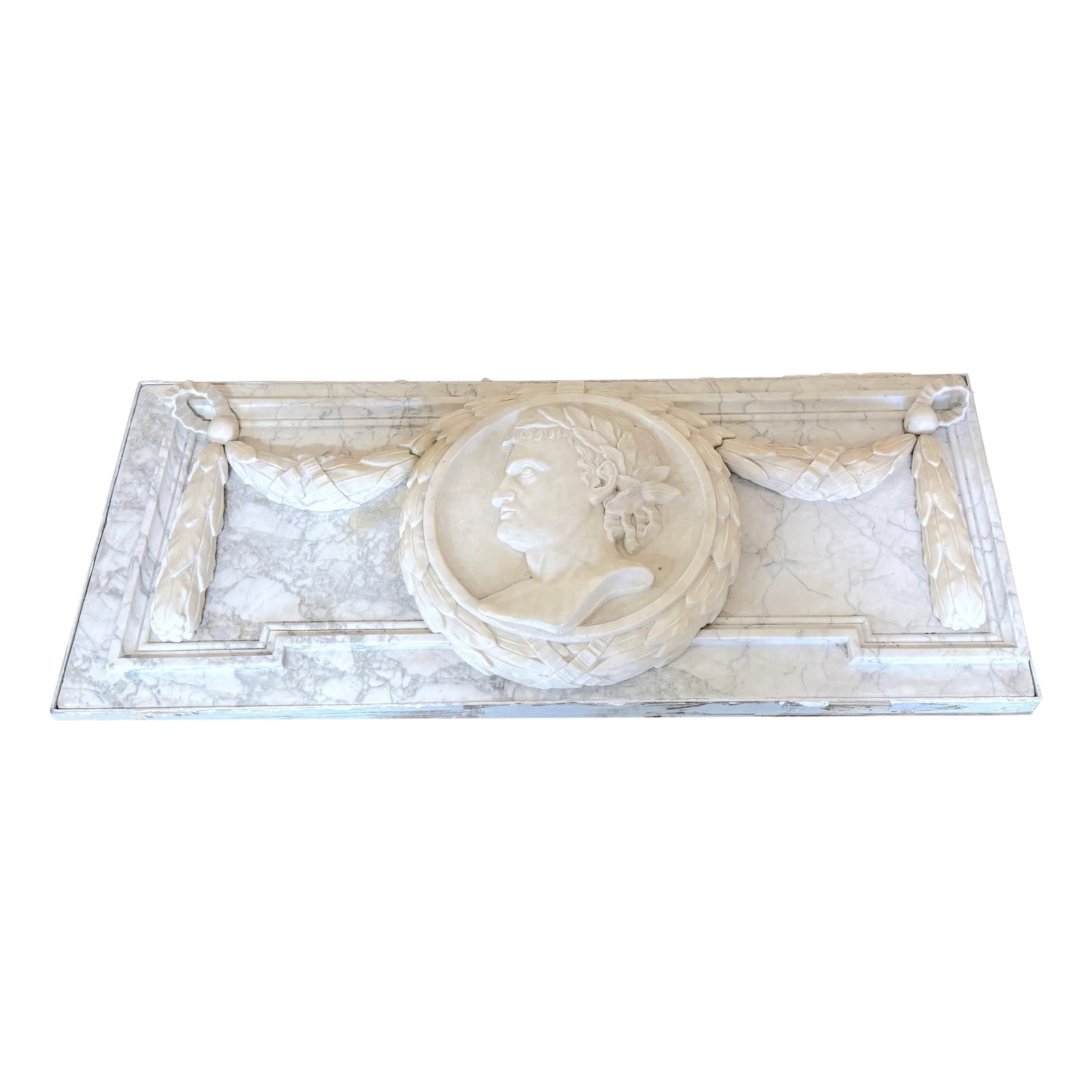 19th C. Italian Grand Tour Carved Marble Portrait Plaque Roman Emperor ...