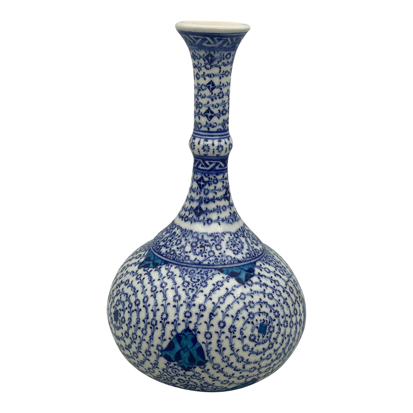 1960s Blue Handmade Turkish Decor Vase | Chairish