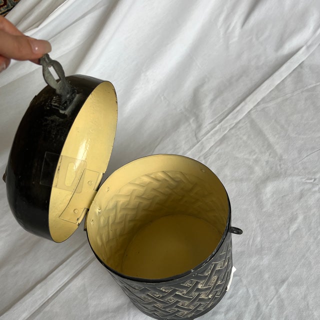 1990s Black Metal Container With Locking Lid and Handle | Chairish