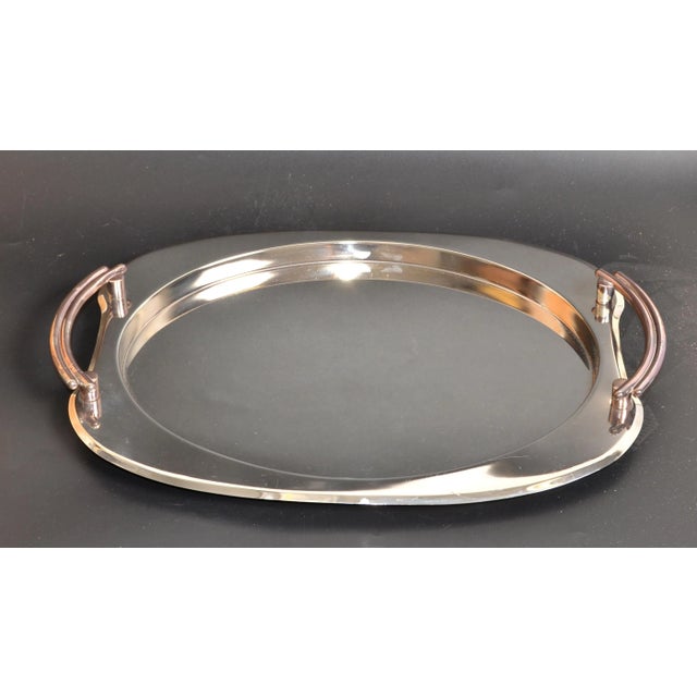 Art Deco Polished Steel & Silver Serveware Platter Barware Serving Tray ...