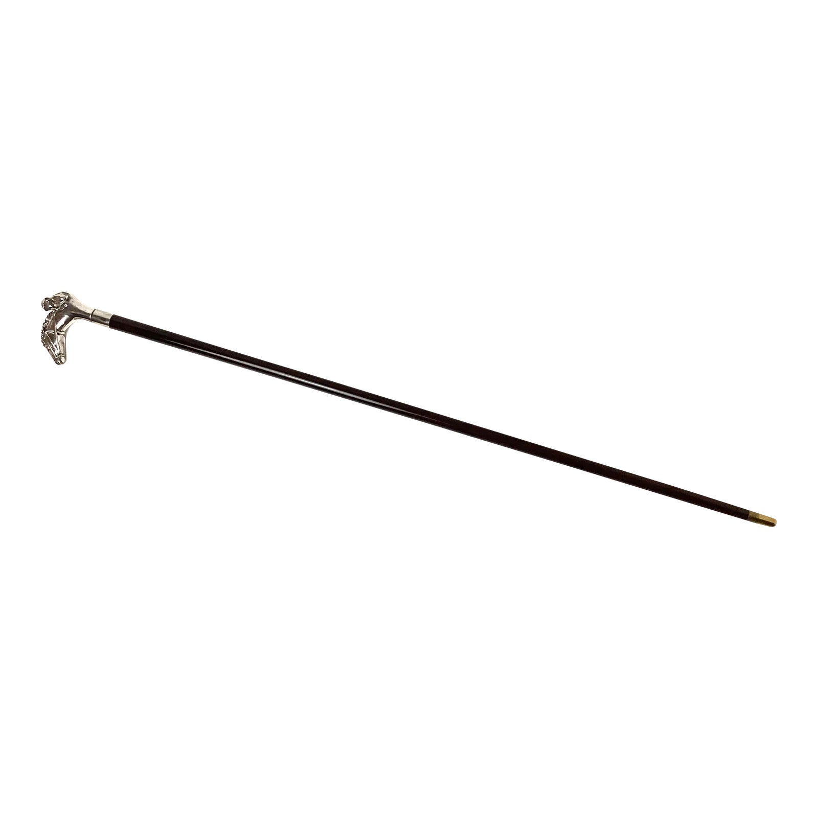 Mid 20th Century Sterling Silver Horse & Jockey Walking Cane Stick ...