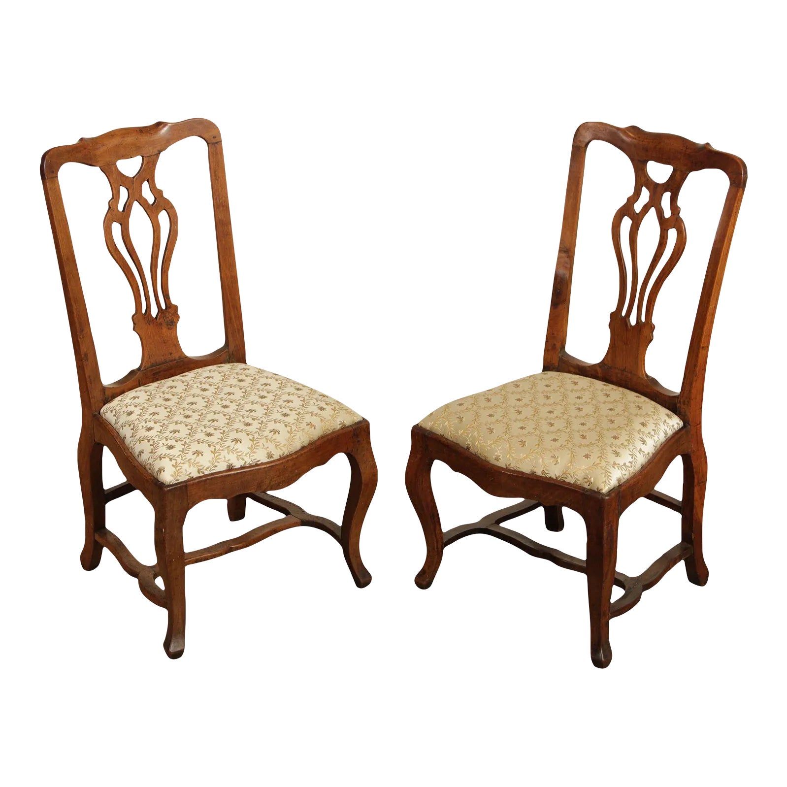 Antique Italian Provincial Style Walnut Side Chairs - A Pair | Chairish