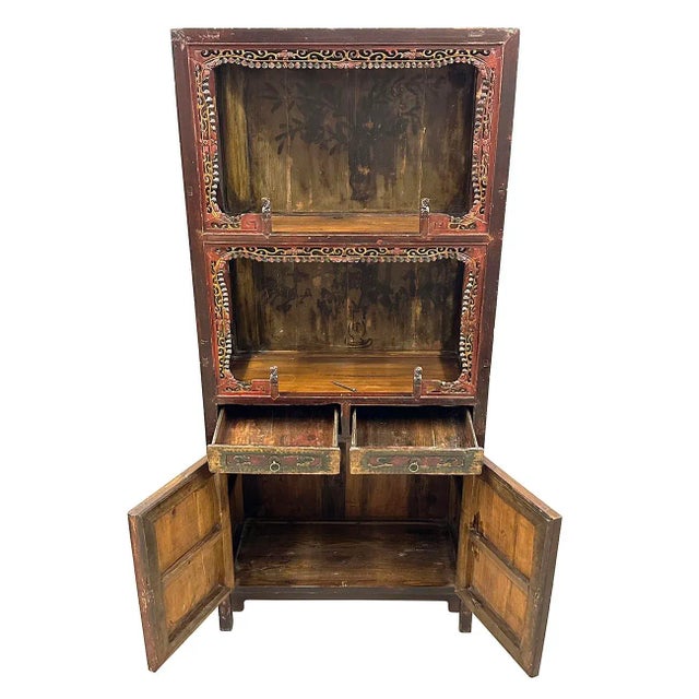 Late 19th Century Antique Chinese Carved Display Cabinet | Chairish
