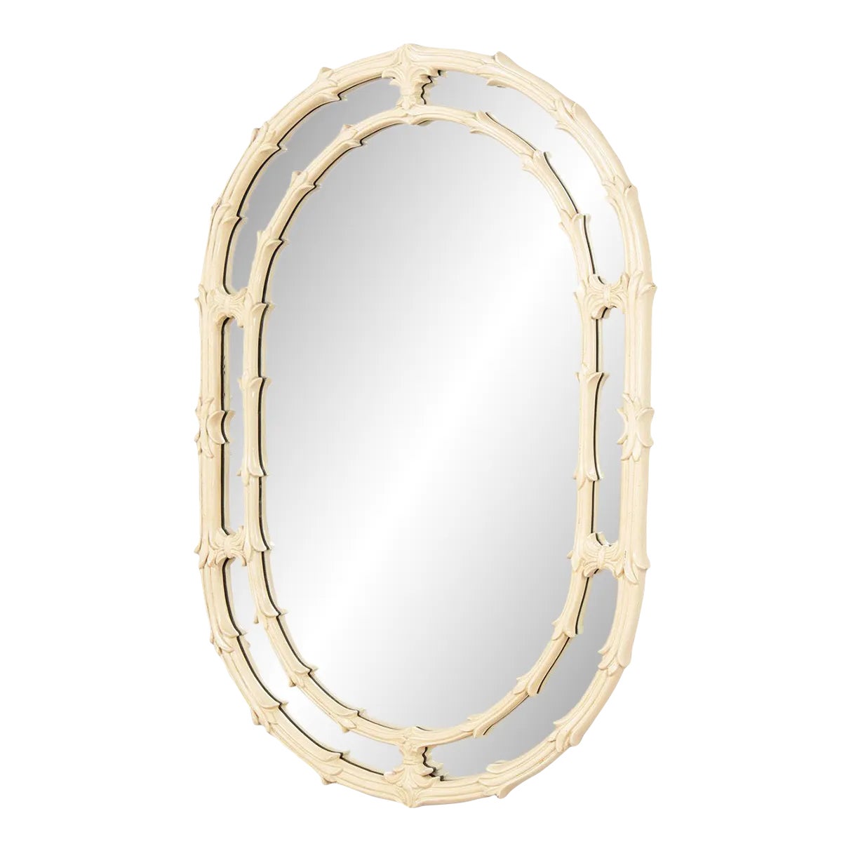 Gampel Stoll Hollywood Regency Oval Lacquered Hanging Mirror | Chairish