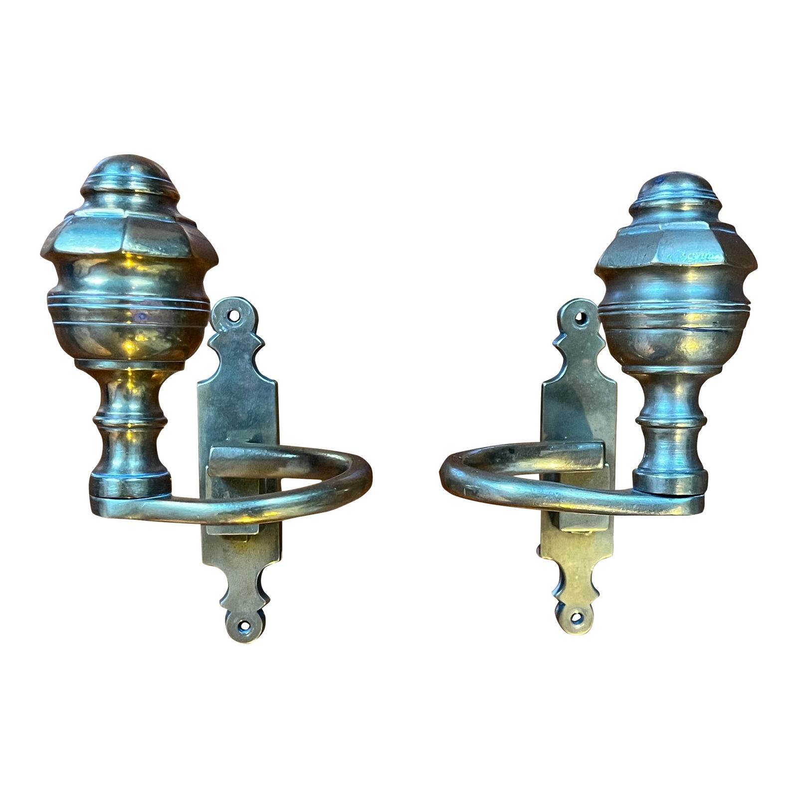 Large Antique 19th Century American Federal Brass Jamb Hooks to Hold ...