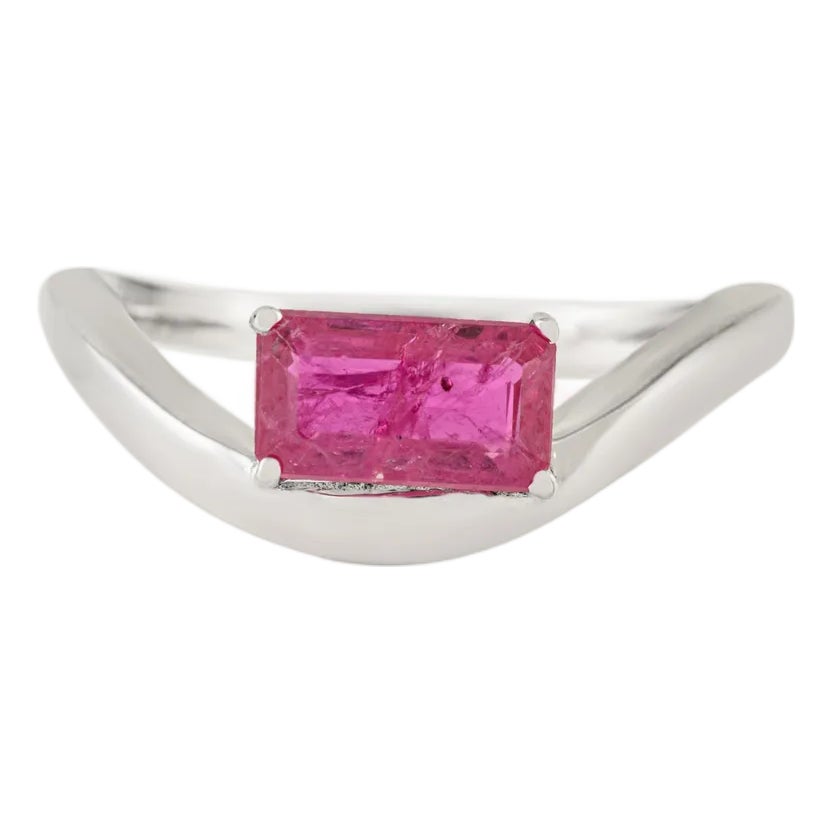 VRJewels Octagon-Cut Natural Ruby Solitaire Wave Ring Size 7 in 14k ...