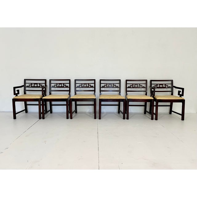 Mid Century Baker Furniture Chinoiserie Greek Key Dining Chairs- Set of ...