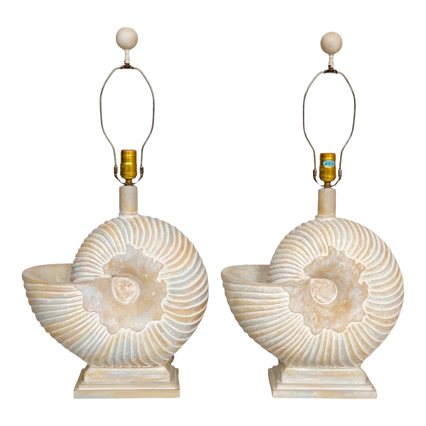 Nautilus Shell Table Lamps - A Pair | Chairish