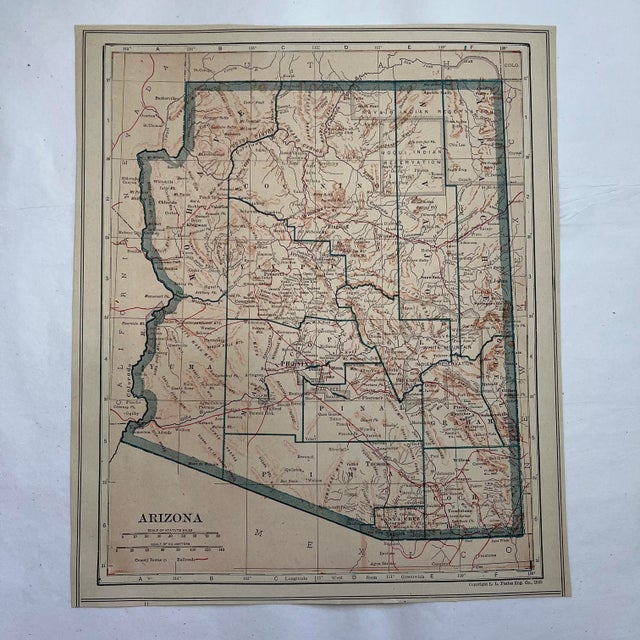 1920s Arizona State Map | Chairish
