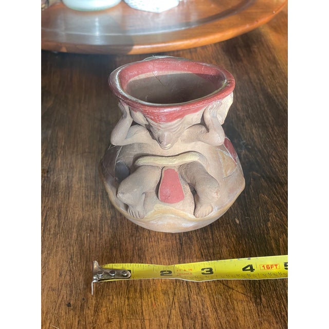 Vintage Aztec Mayan Handcrafted Pottery Pitcher with Snake Handle ...