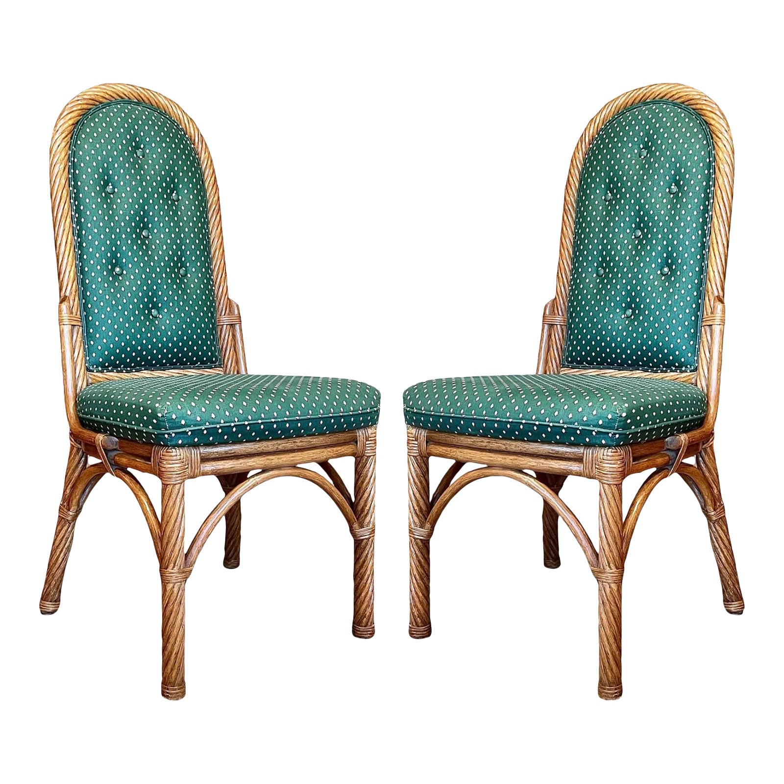 1970s High-Back Rattan Chairs - a Pair | Chairish