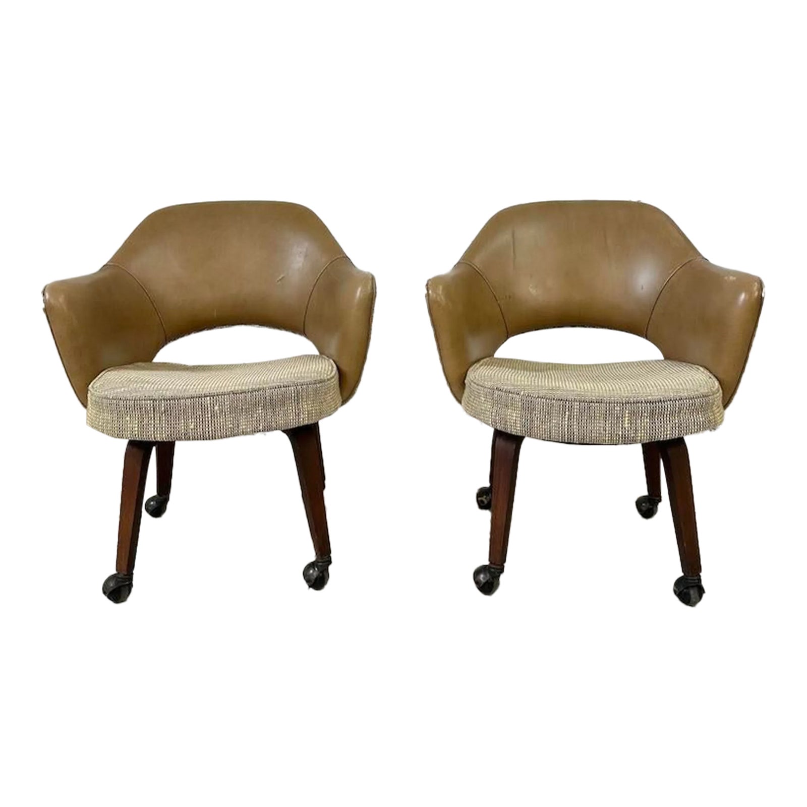 Saaranin Executive Arm Chair With Bentwood Legs on Casters | Chairish
