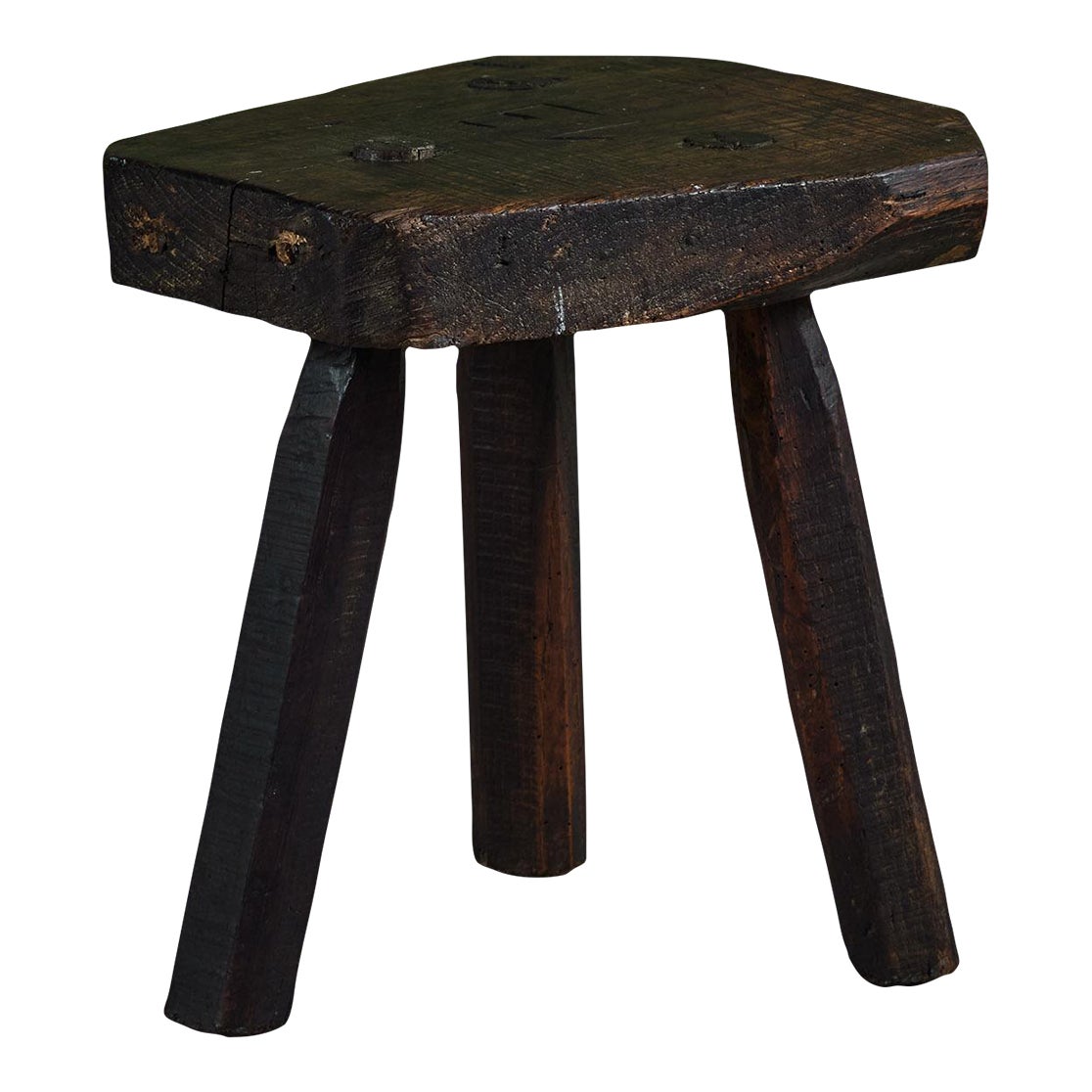 Primitive Wood Milking Stool | Chairish
