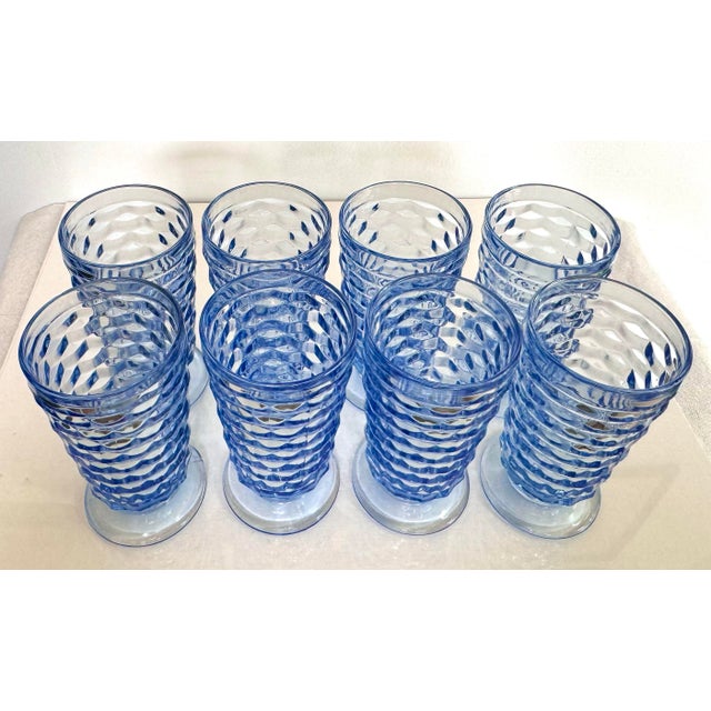Mid Century Modern Indiana Glass Blue Glass Drinking Glasses in ...