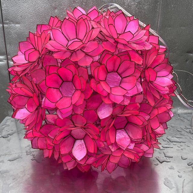 Worlds Away Venus Pink Lotus Capiz Shell Pendant Light Chandelier ...