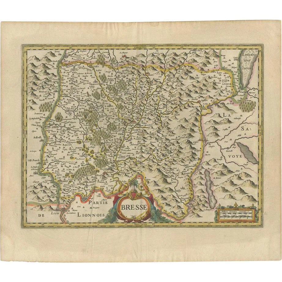 Antique Map of the Region of Bresse by Hondius, 1630 | Chairish