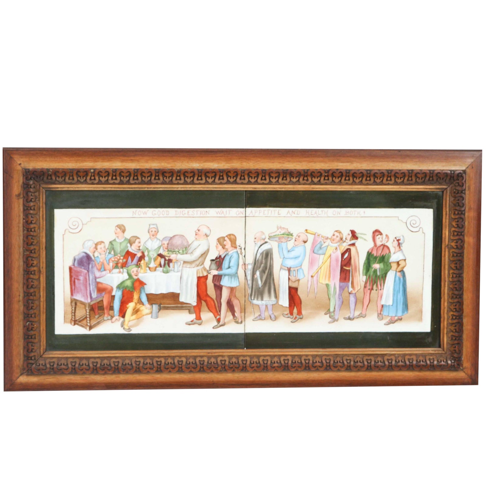 Vintage Framed Tile Painting of Macbeth Scene | Chairish