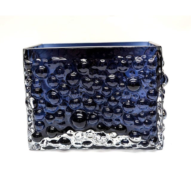 1960s Josef Schott Cubist Blue Glass Art Vase for Smålandshyttan | Chairish
