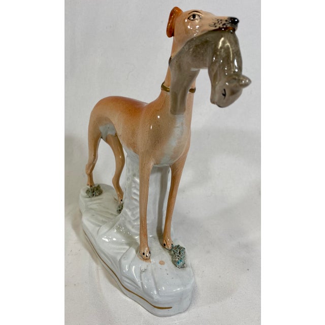 Antique Right Facing Staffordshire Greyhound Dog With Rabbit/ Hare ...