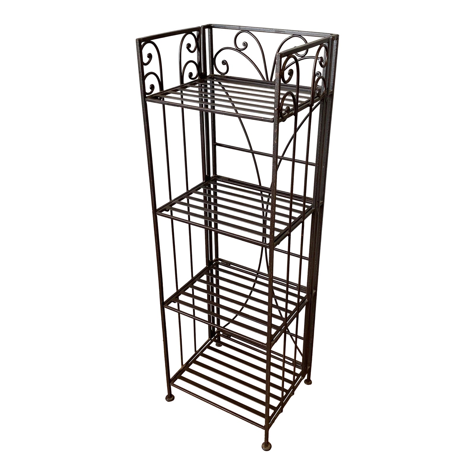 Vintage Pier One Collapsible Metal Wire Shelf in Black | Chairish