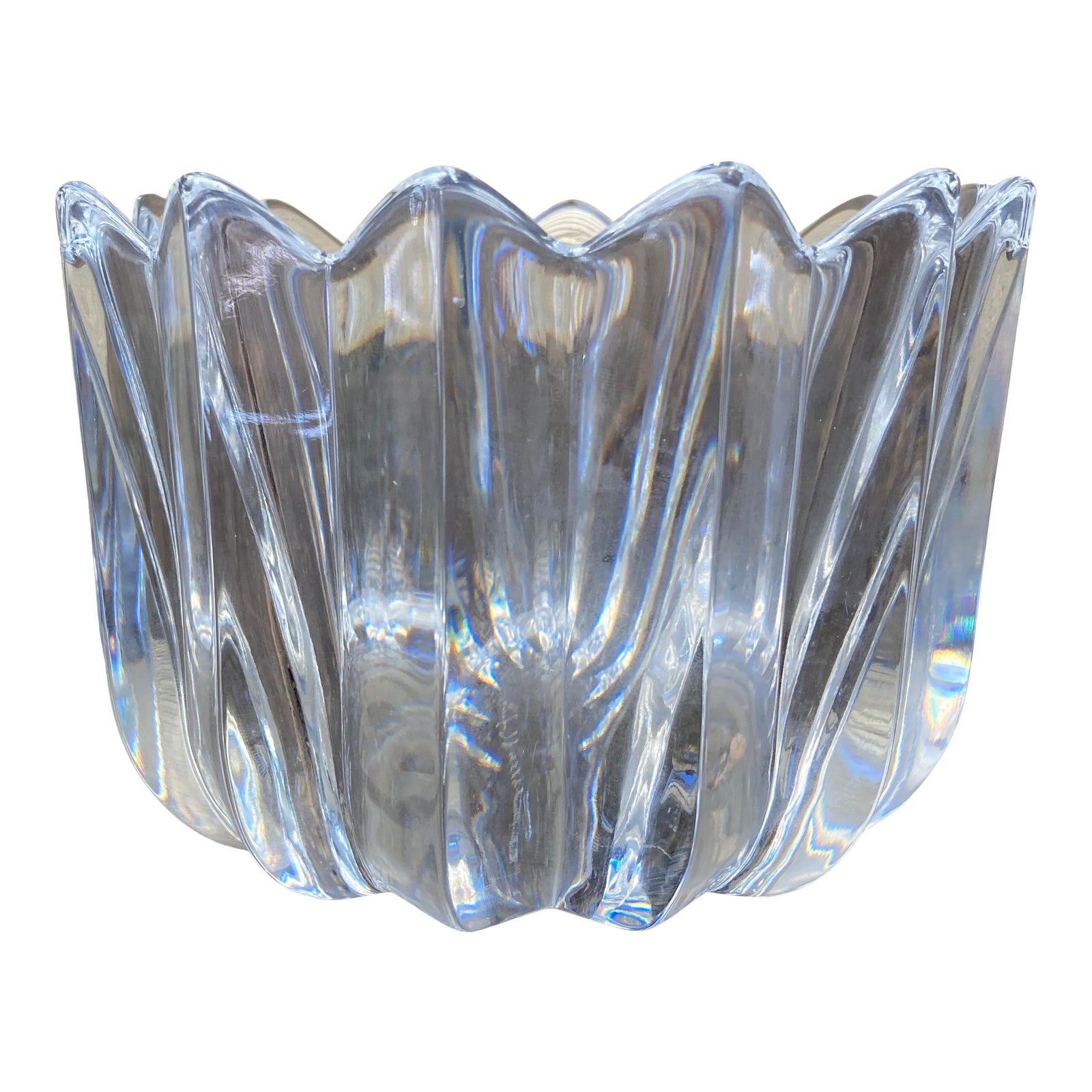 1960s Crystal Tulip Shape Vase With Signature | Chairish