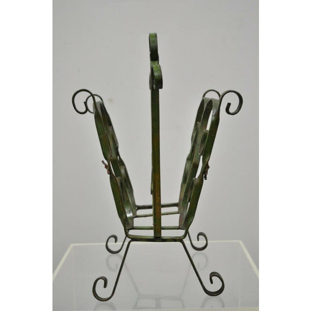 Antique Art Nouveau French Style Wrought Iron Floral Green Magazine ...