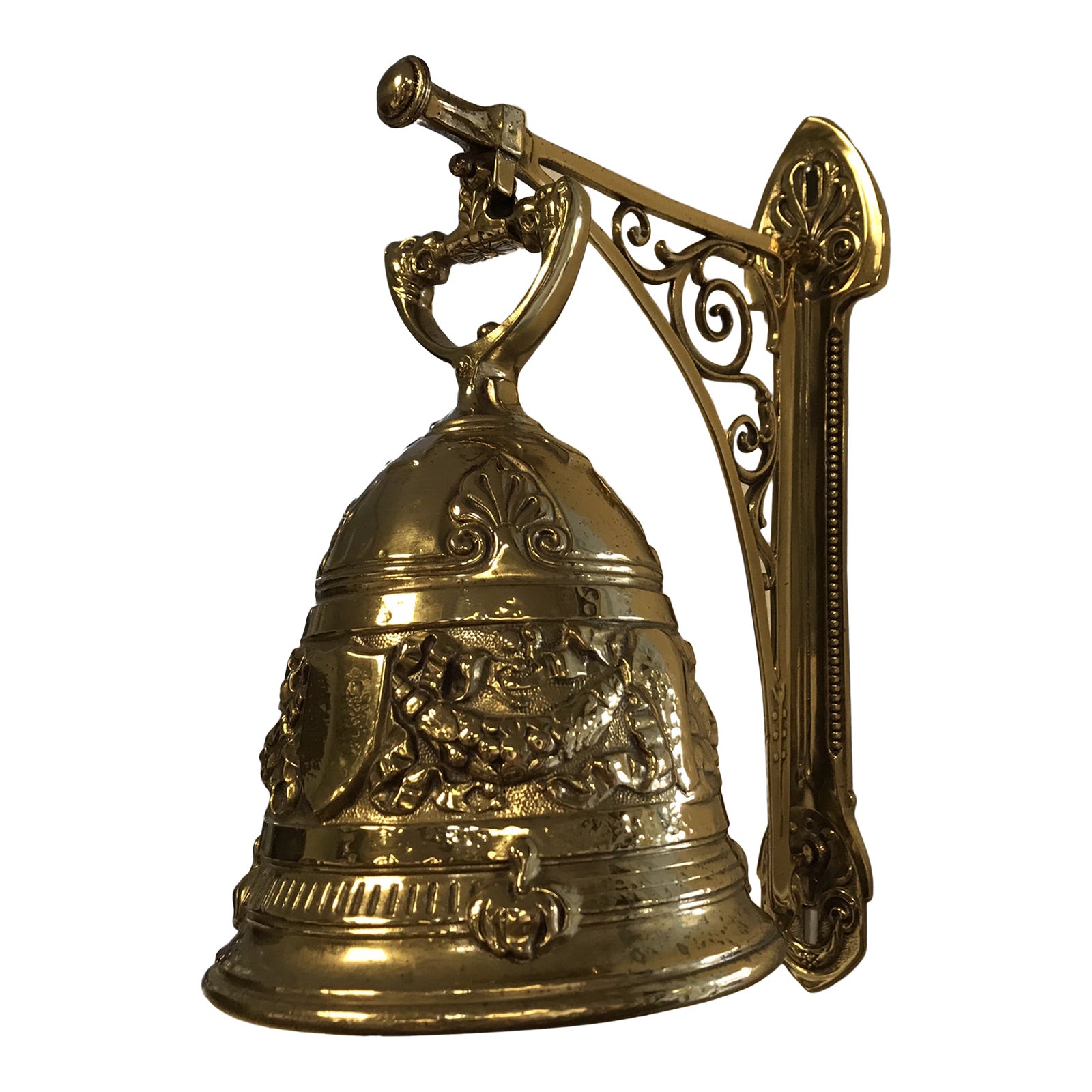Early 20th Century Gothic Brass Monastery or Church Wall Hanging Bell ...