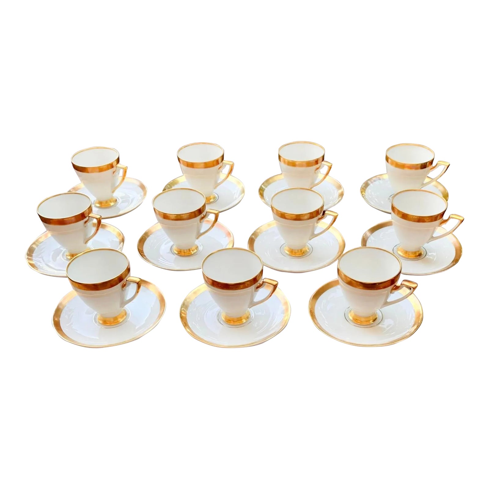 Antique H & G Heinrich German White Porcelain, Gold Banded Coffee ...