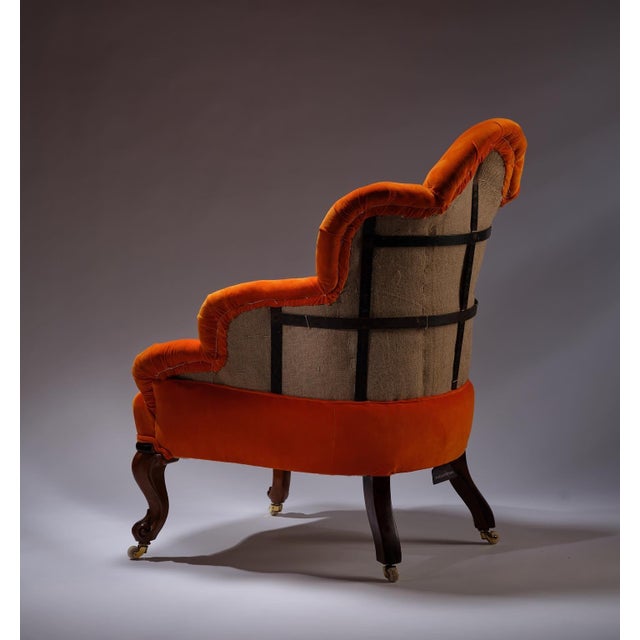 Orange Scallop Chair with Rosewood and Iron Frame | Chairish