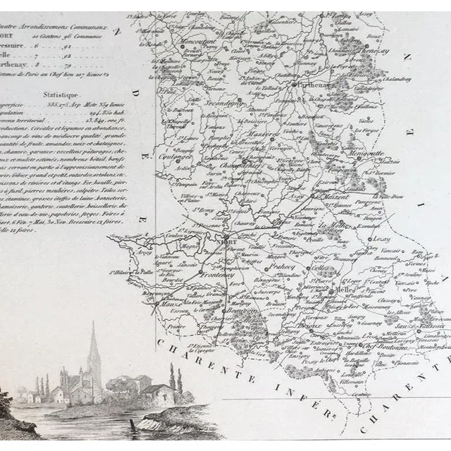 19th C. Map of Deux Sevres, France, "Petit Atlas..." 1833 | Chairish