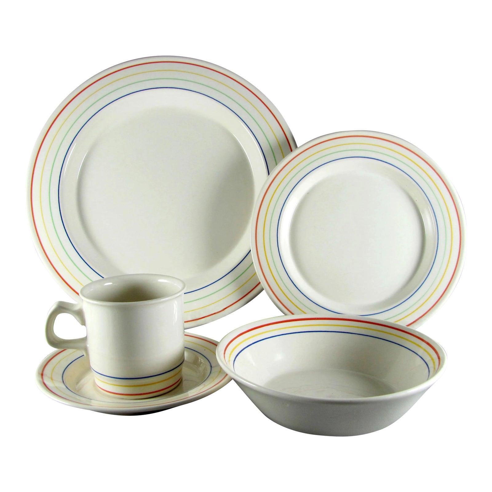 Vintage Primary Color Bands Service for 4 Dinnerware - 20 Piece Set ...