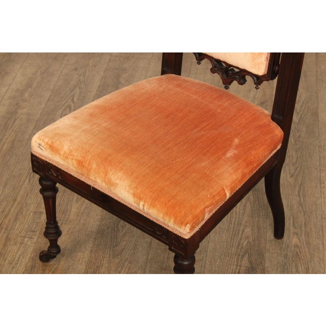 Gothic Revival Antique Carved Rosewood High Back Hall Chair | Chairish