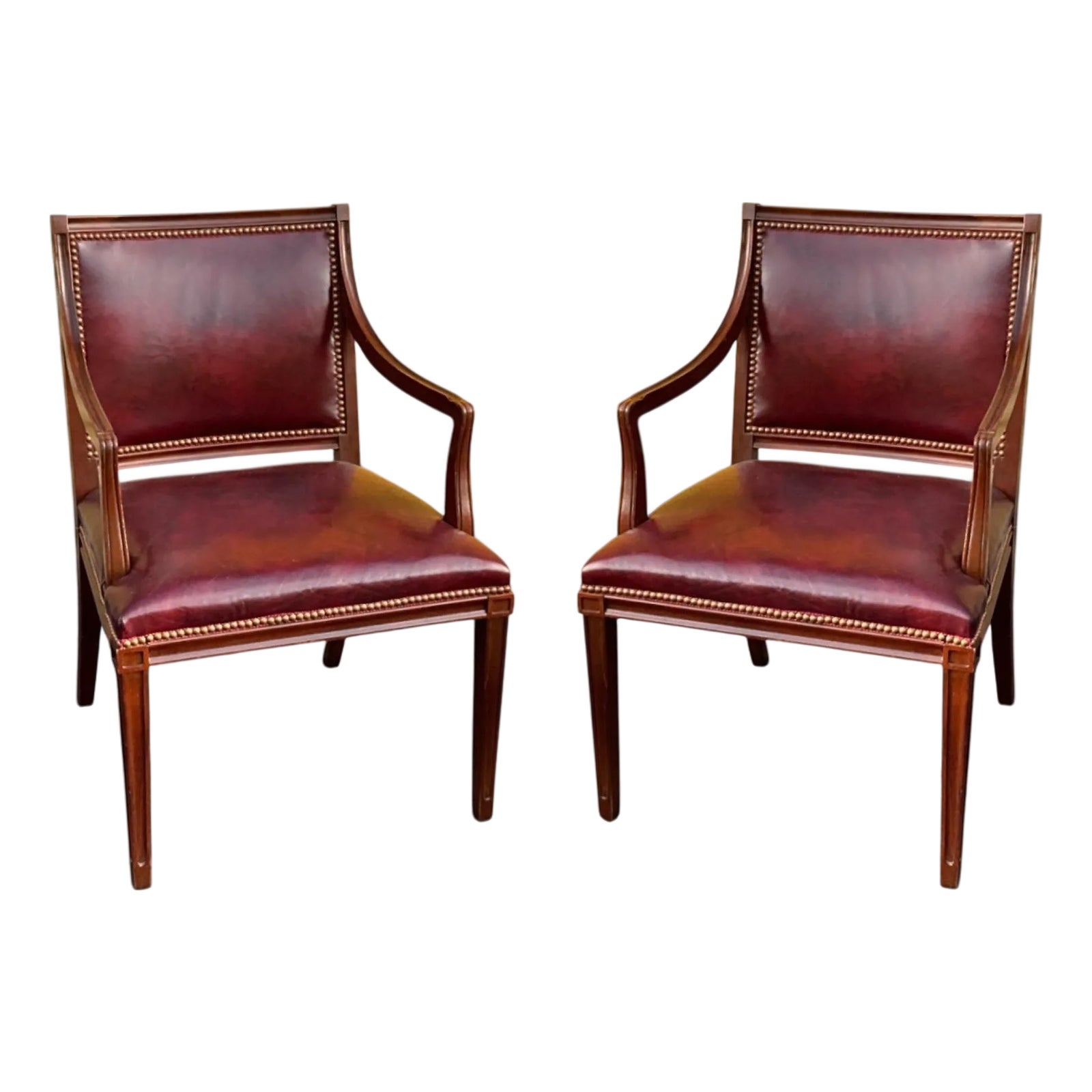 English Hunt Style Leather & Fruitwood Hickory Chair Bergere Chairs ...