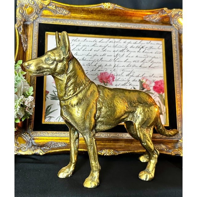 Brass German Shepherd Large Mid 20th Century Dog Statue | Chairish