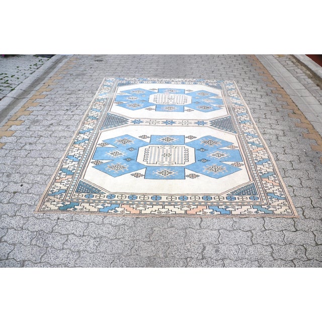 1960s Vintage Turkish Light Blue Rug | Chairish