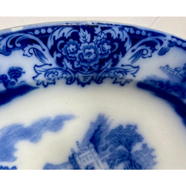 Antique W H Grindley & Co Flow Blue Platter in the Lake Scene Shanghai ...